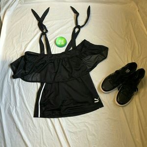 Puma | Tops | Puma Womens Extreme Off The Shoulder Tee Shirt | Poshmark